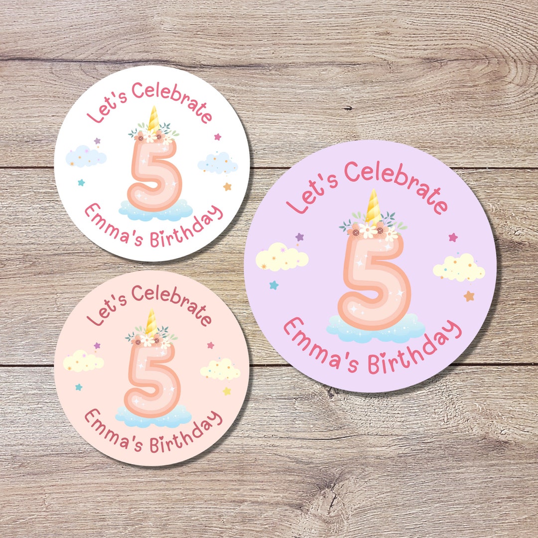 Personalized Unicorn Birthday Sticker, Magical Unicorn Birthday Goody ...