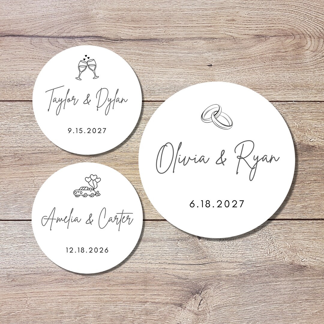 Personalized Wedding Stickers, Custom Wedding Labels, Happy Wedding ...