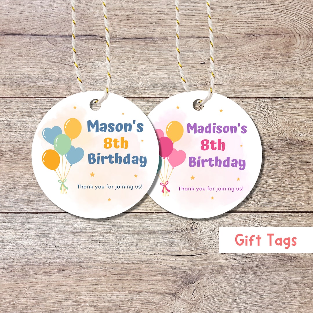 Personalized Birthday Gift Tags, Matte Finish, Happy Birthday Favor ...