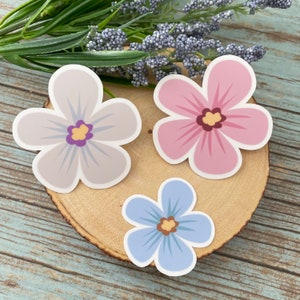 Flower Vinyl Sticker | Set of 3 or 6, Vinyl Flower Sticker Pack, Laptop ...