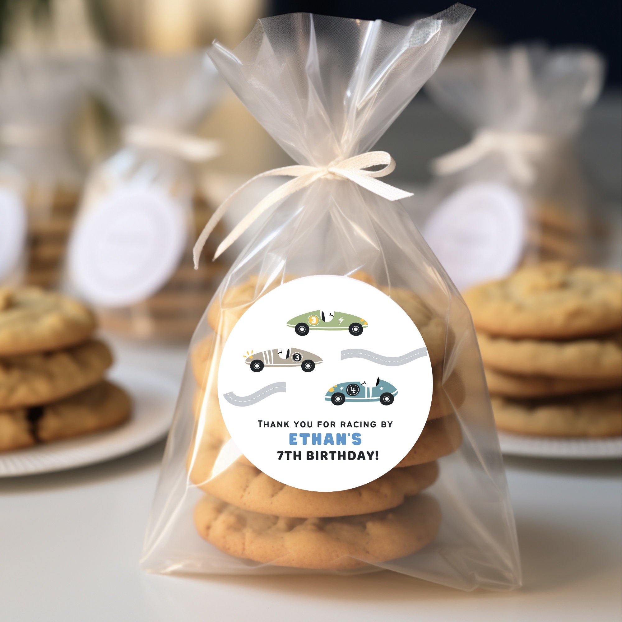 Personalized Race Car Theme Birthday Stickers, Goody Bag Party Favor ...