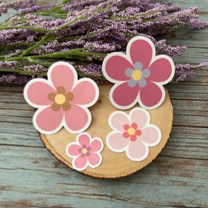 Pink Flowers Vinyl Sticker Set of 6, Flower Pack, 1" 1.5"or 2", Laptop ...