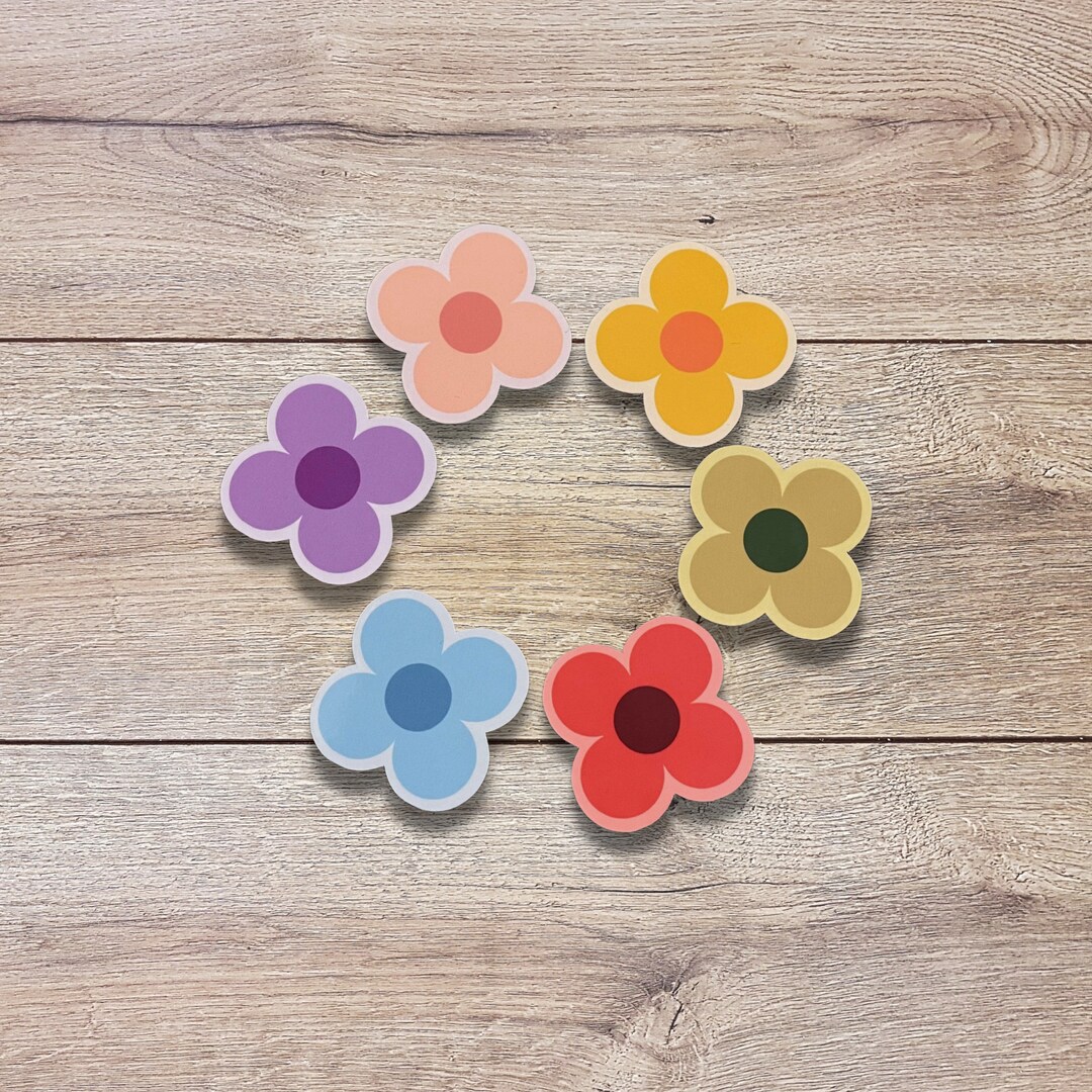 Personalized Flower Vinyl Stickers | Set of 6 | Glossy Finish | 1" or 1 ...