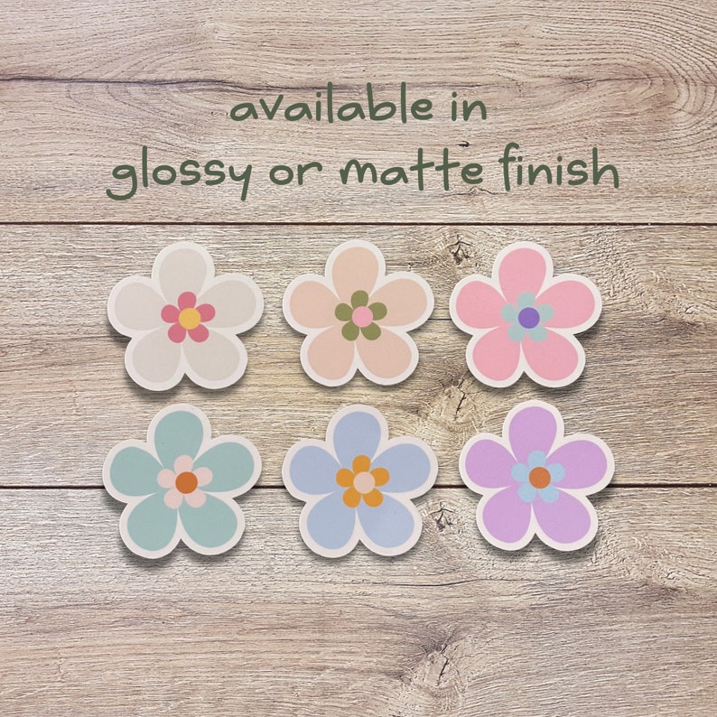 Pastel Flowers Vinyl Sticker Set of 6 Flower Pack 1 - Etsy