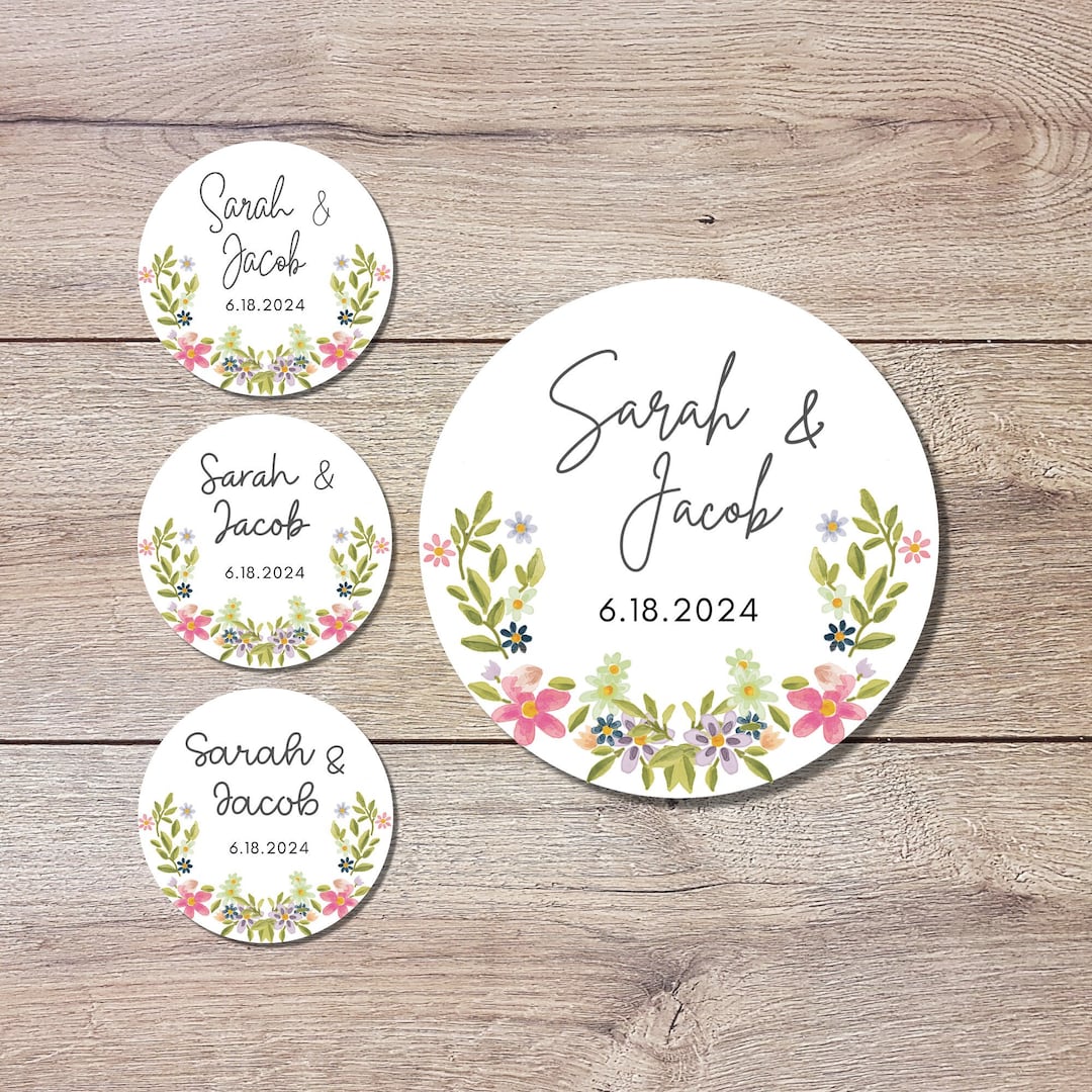 Personalized Wedding Stickers, Custom Wedding Labels, Happy Wedding ...