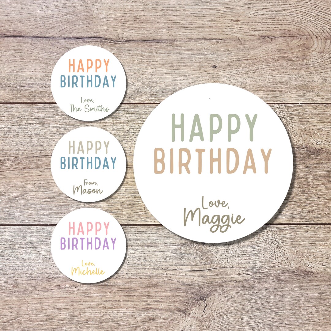 Personalized Happy Birthday Stickers, Goody Bag Stickers, Custom ...