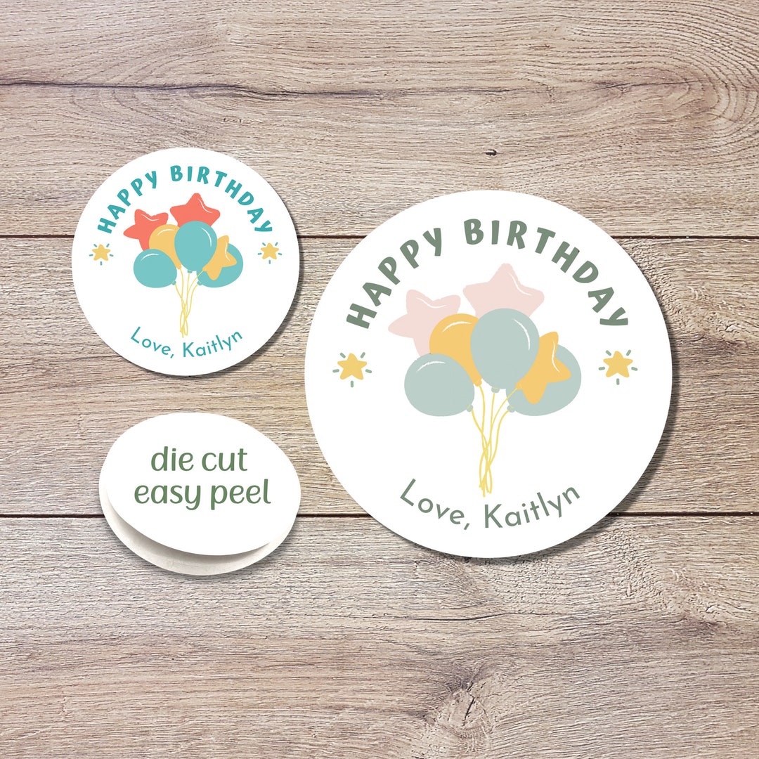 Personalized Happy Birthday Stickers, Goody Bag Stickers, Custom ...