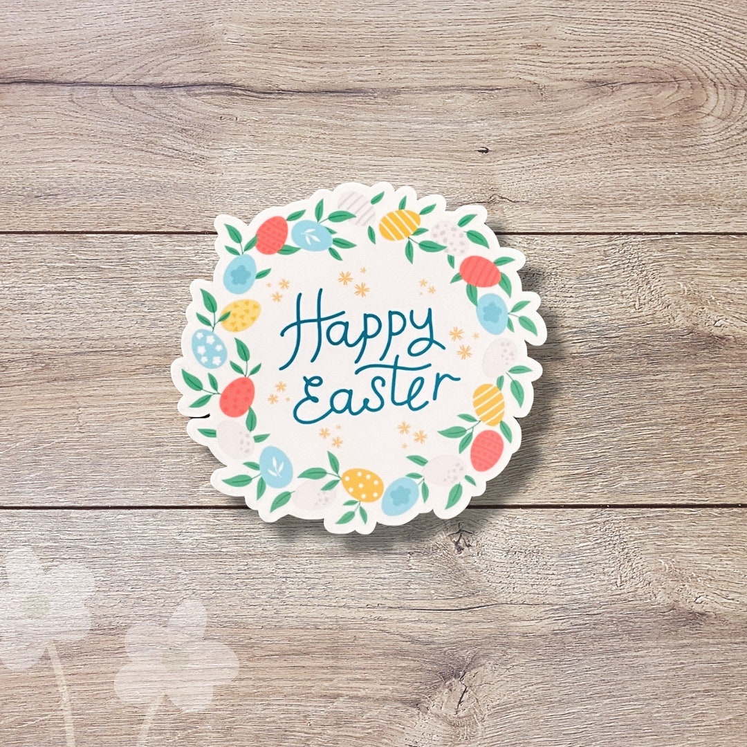 Happy Easter Vinyl Sticker, Easter Floral Vinyl Sticker for Laptop ...