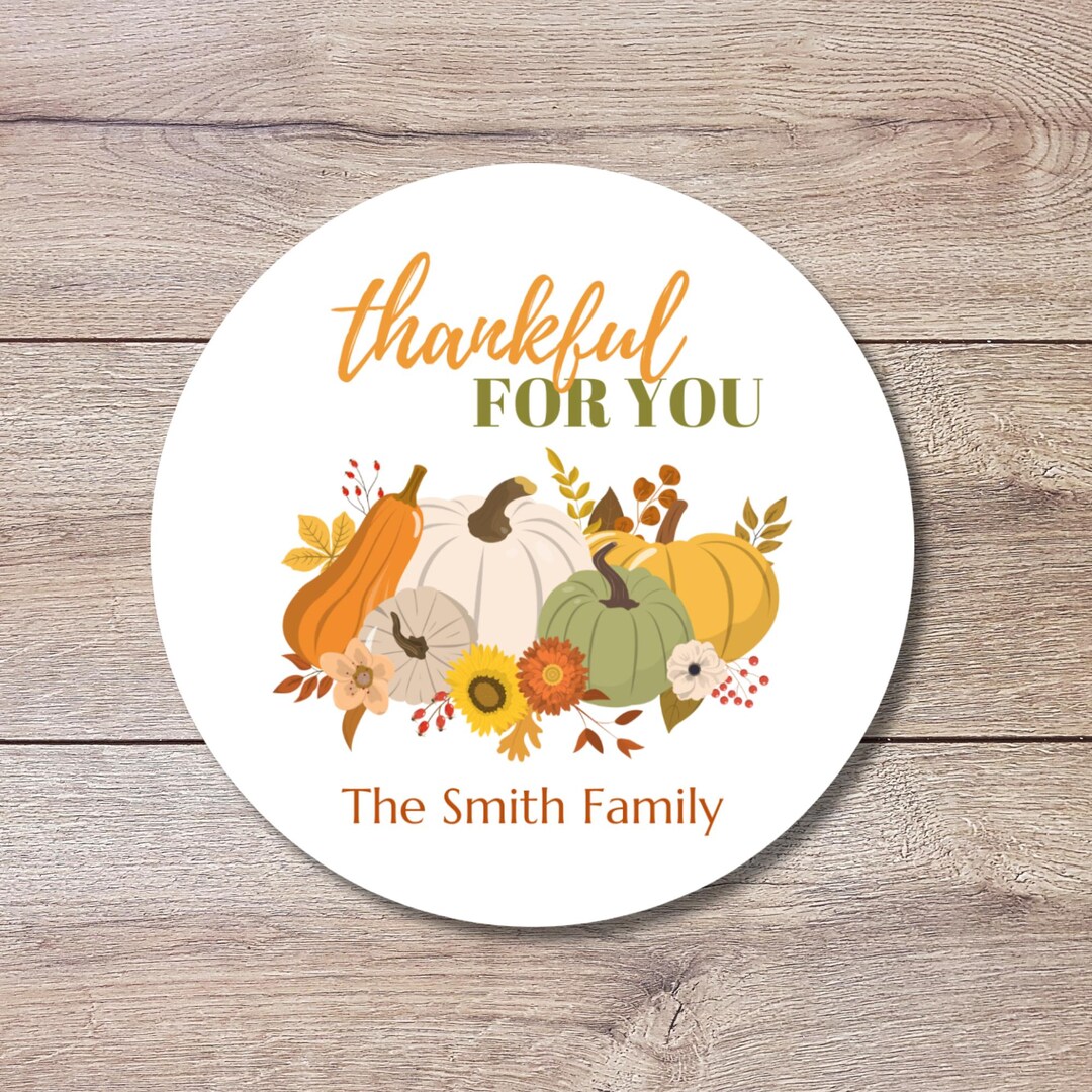 Personalized Thankful for You Pumpkins Stickers, Custom Happy ...