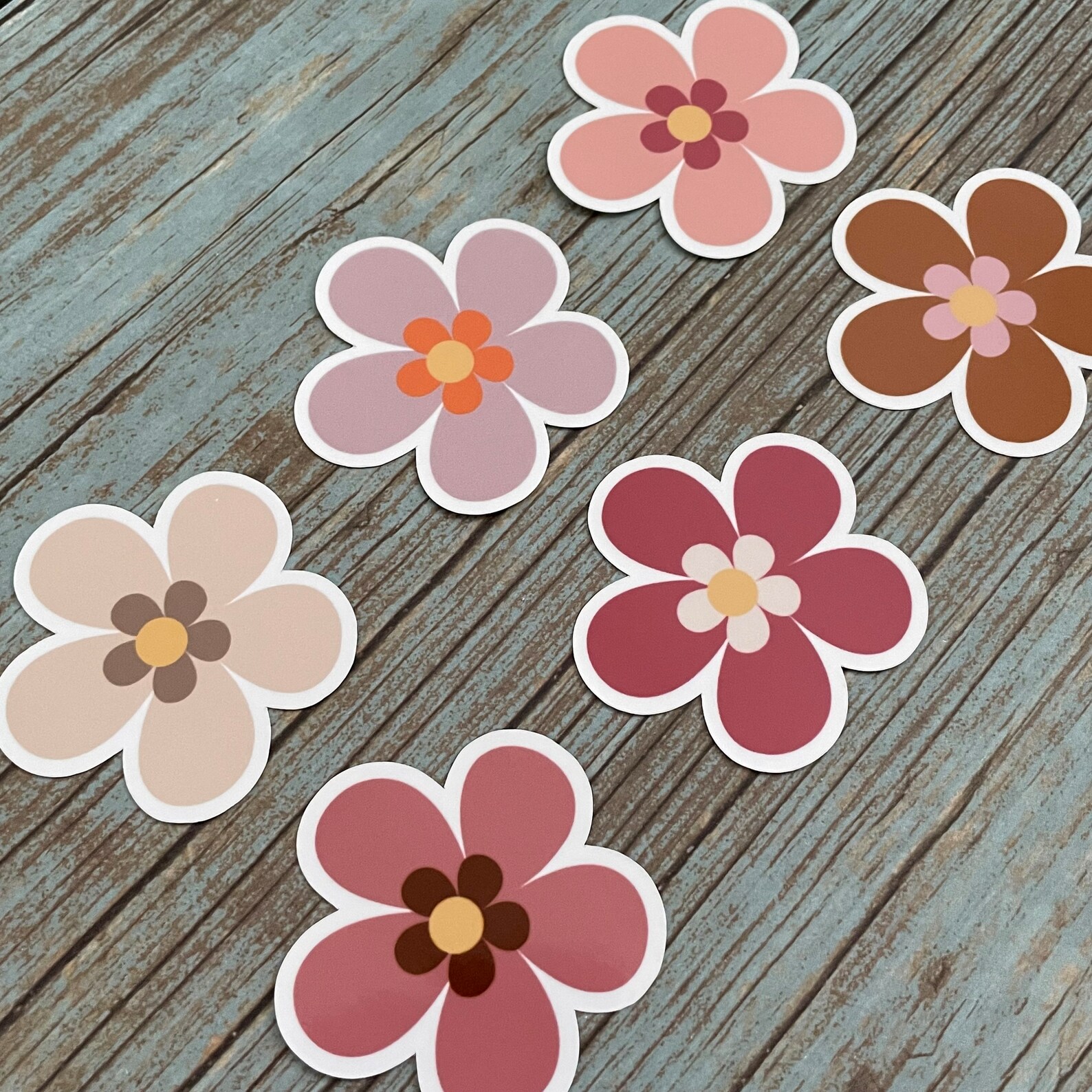 Boho Flower Vinyl Sticker Set of 6 Flower Stickers - Etsy