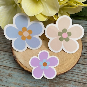Pastel Flowers Vinyl Sticker Set of 6, Flower Pack, 1" 1.5"or 2 ...