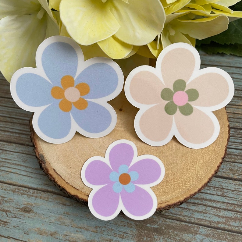 Pastel Flowers Vinyl Sticker Set of 6 Flower Pack 1 - Etsy