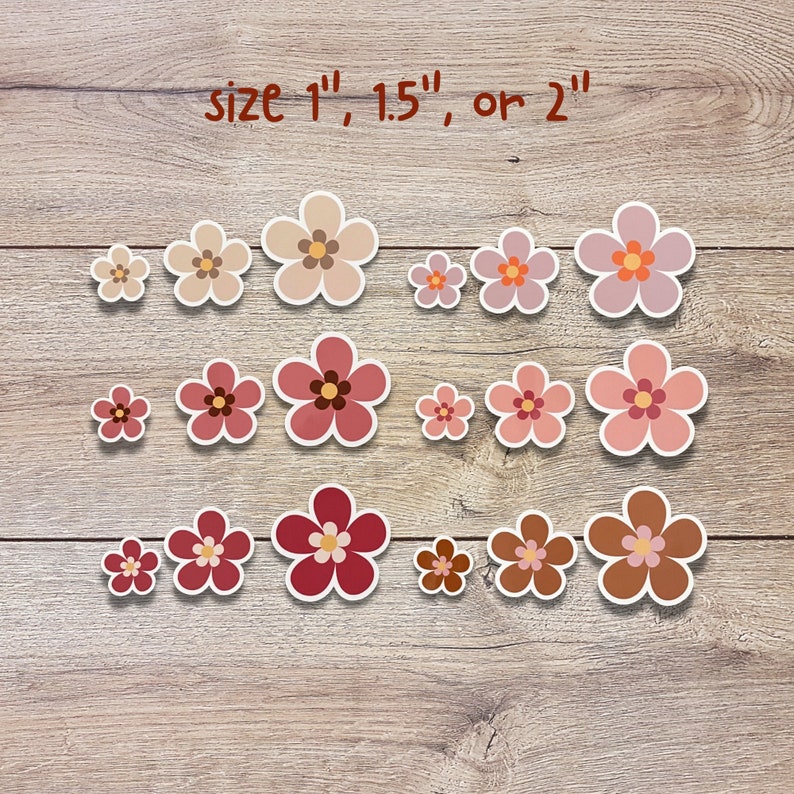 Boho Flower Vinyl Sticker Set of 6 Flower Stickers - Etsy