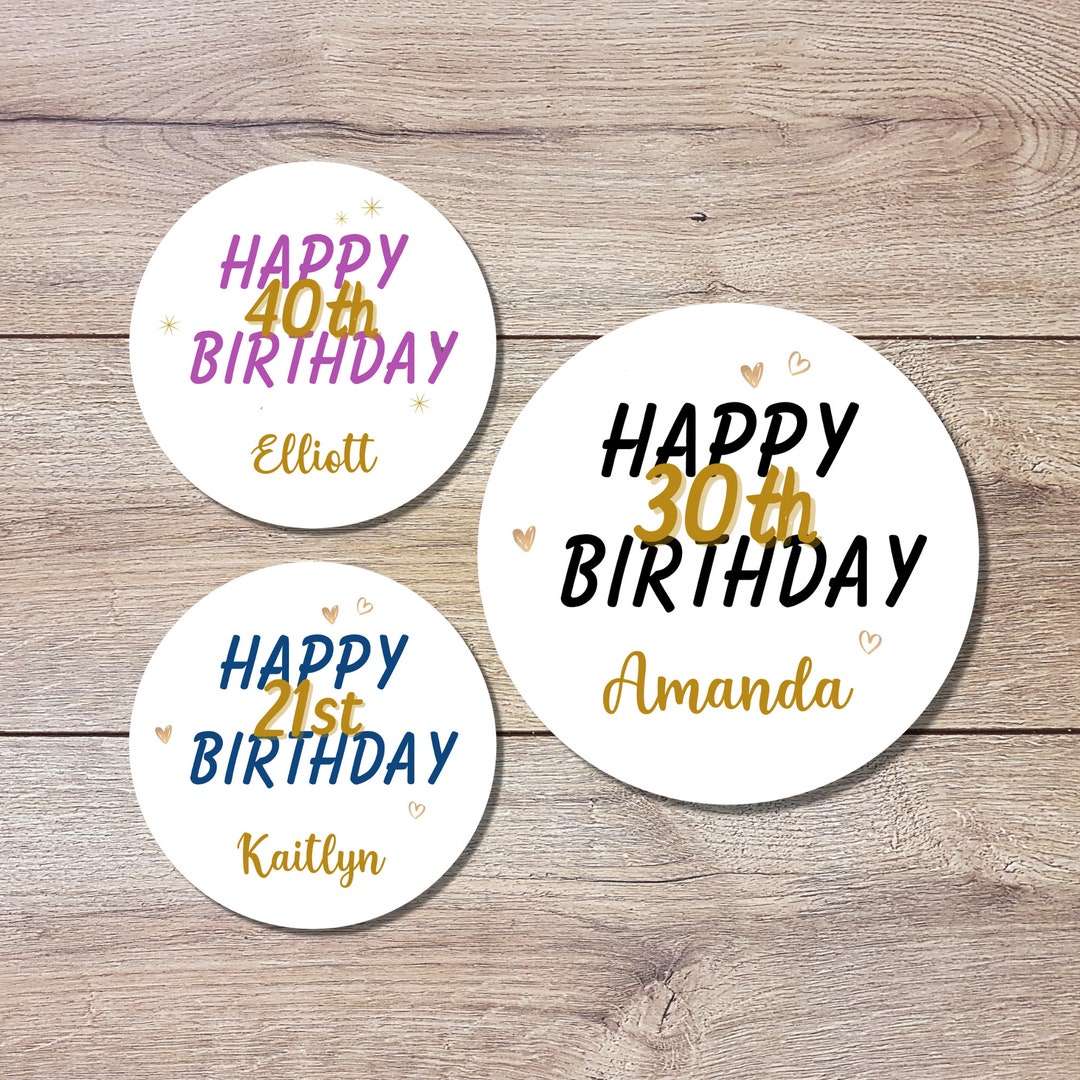 Personalized Happy Birthday Stickers, Custom Birthday Goody Bag Label ...