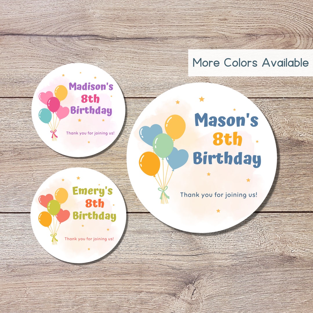Personalized Happy Birthday Stickers, Goody Bag Stickers, Custom ...