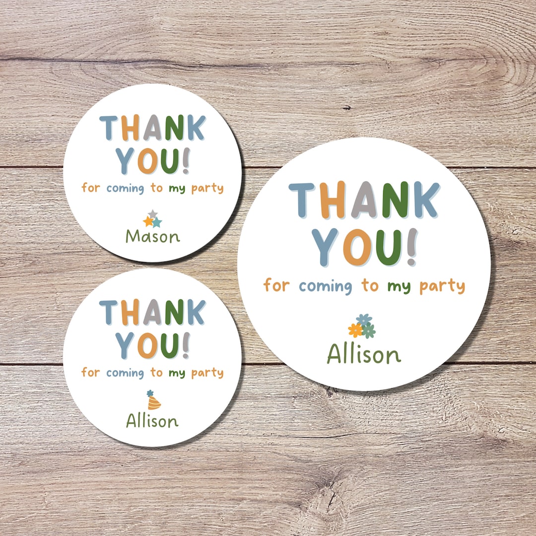 Personalized Thank You Happy Birthday Stickers Goody Bag Party Favor ...