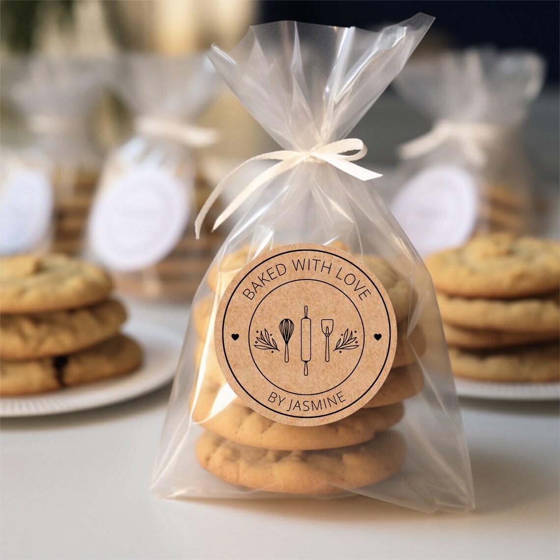 Kraft Baked With Love Stickers, Customized Baked Goods Label, Homemade ...