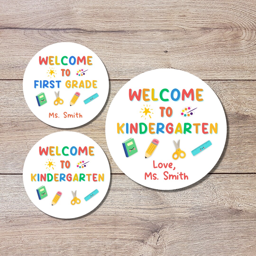 Personalized Back to School Stickers, Welcome to Kindergarten First ...