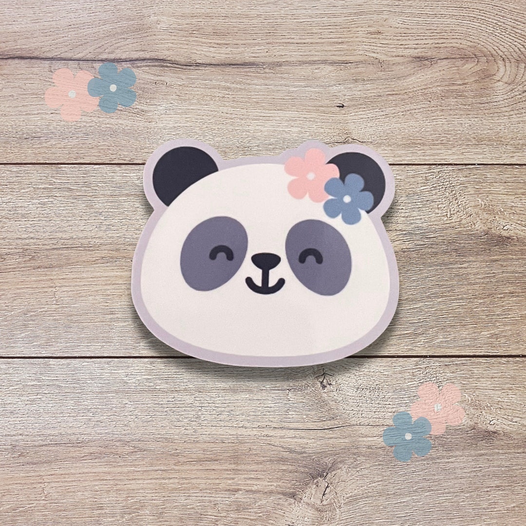 Panda Vinyl Sticker | Panda Flower Sticker | Glossy Finish | Cute Panda ...