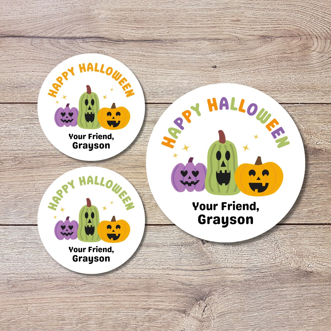Personalized Halloween Stickers, Custom Halloween Goody Bag Label, Kids ...