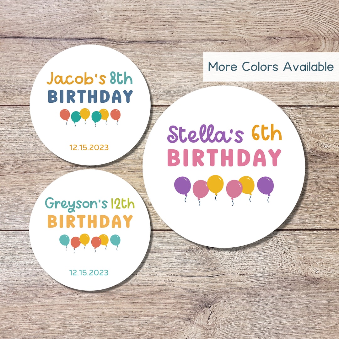 Personalized Happy Birthday Stickers, Goody Bag Stickers, Custom ...