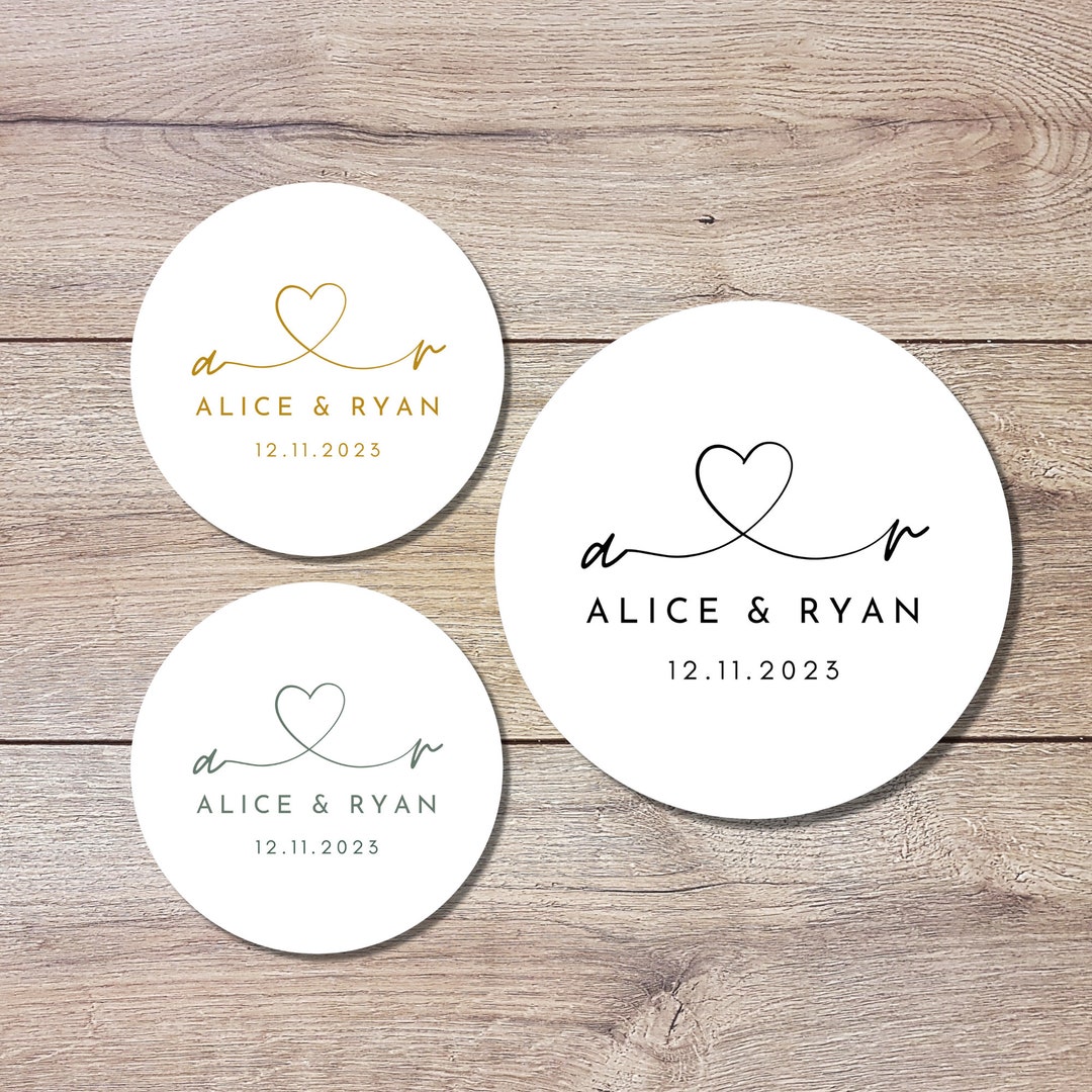 Personalized Wedding Stickers, Custom Wedding Labels, Happy Wedding ...