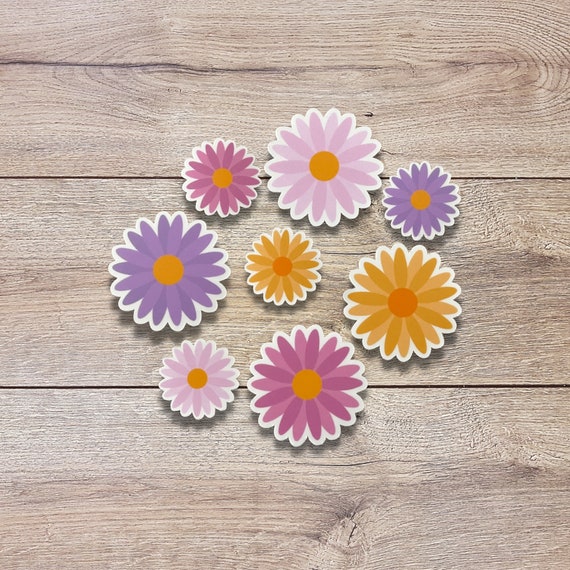 Daisy Flower Stickers Set of 8 Assorted Flower Vinyl - Etsy