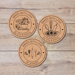 Kraft Baked With Love Stickers, Customized Baked Goods Label, Homemade ...