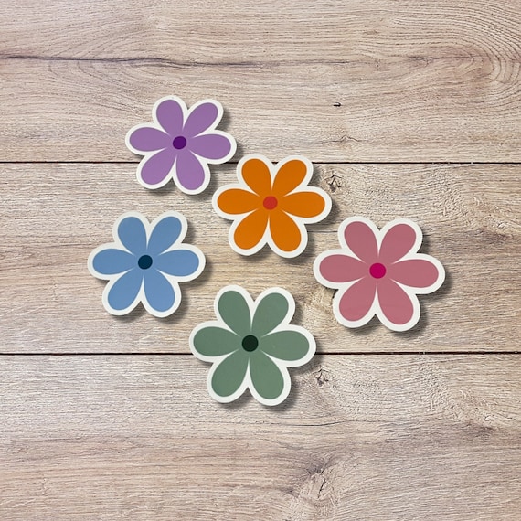 Daisy Flower Stickers Set of 5 Vinyl Stickers Glossy - Etsy