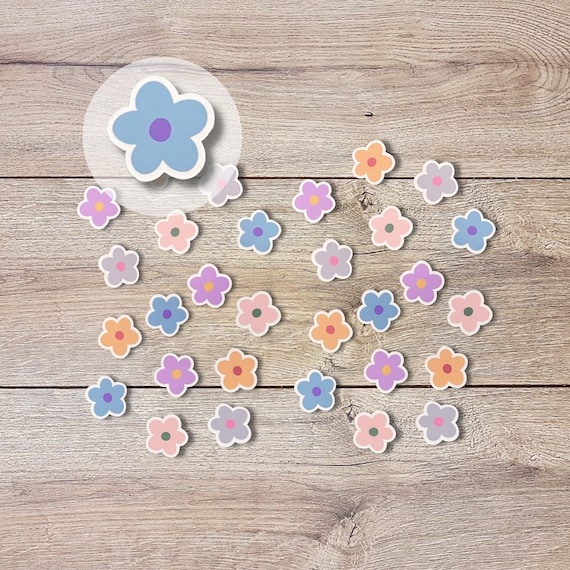 Mini Colorful Flower Sticker Set of 10 Vinyl Stickers - Etsy