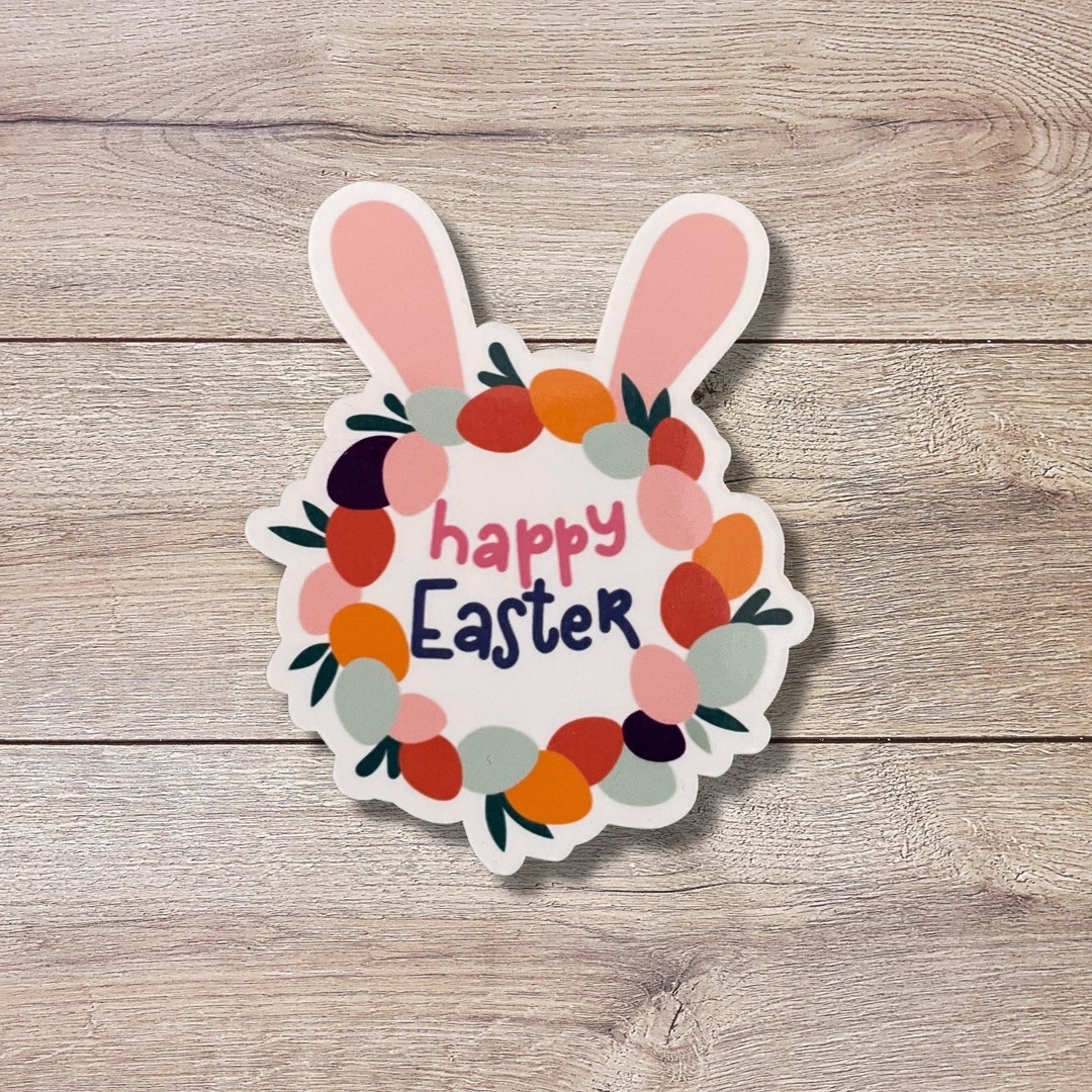 Happy Easter Vinyl Sticker | Glossy or Matte Finish | Easter Bunny ...