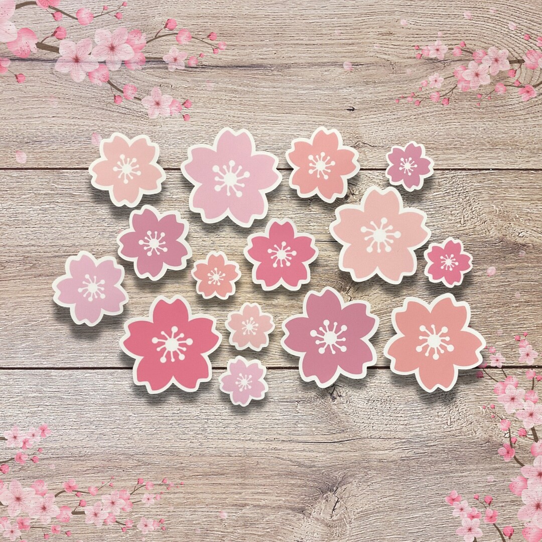 Cherry Blossom Stickers | Set of 5 Vinyl Sticker | Glossy Finish ...