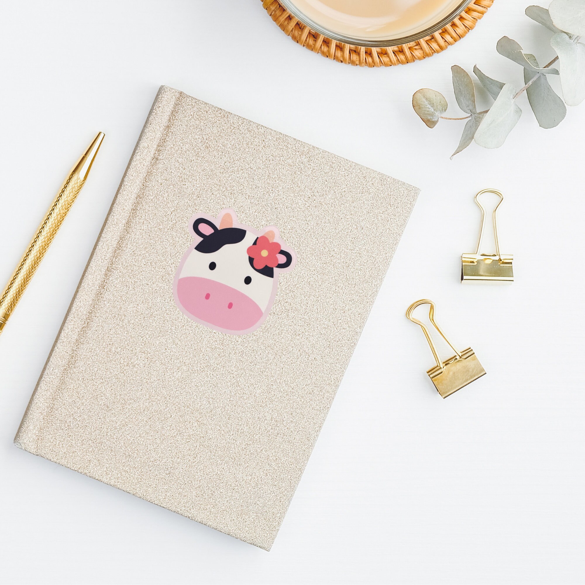 Cow Vinyl Sticker Glossy Finish Waterproof Floral Cow - Etsy