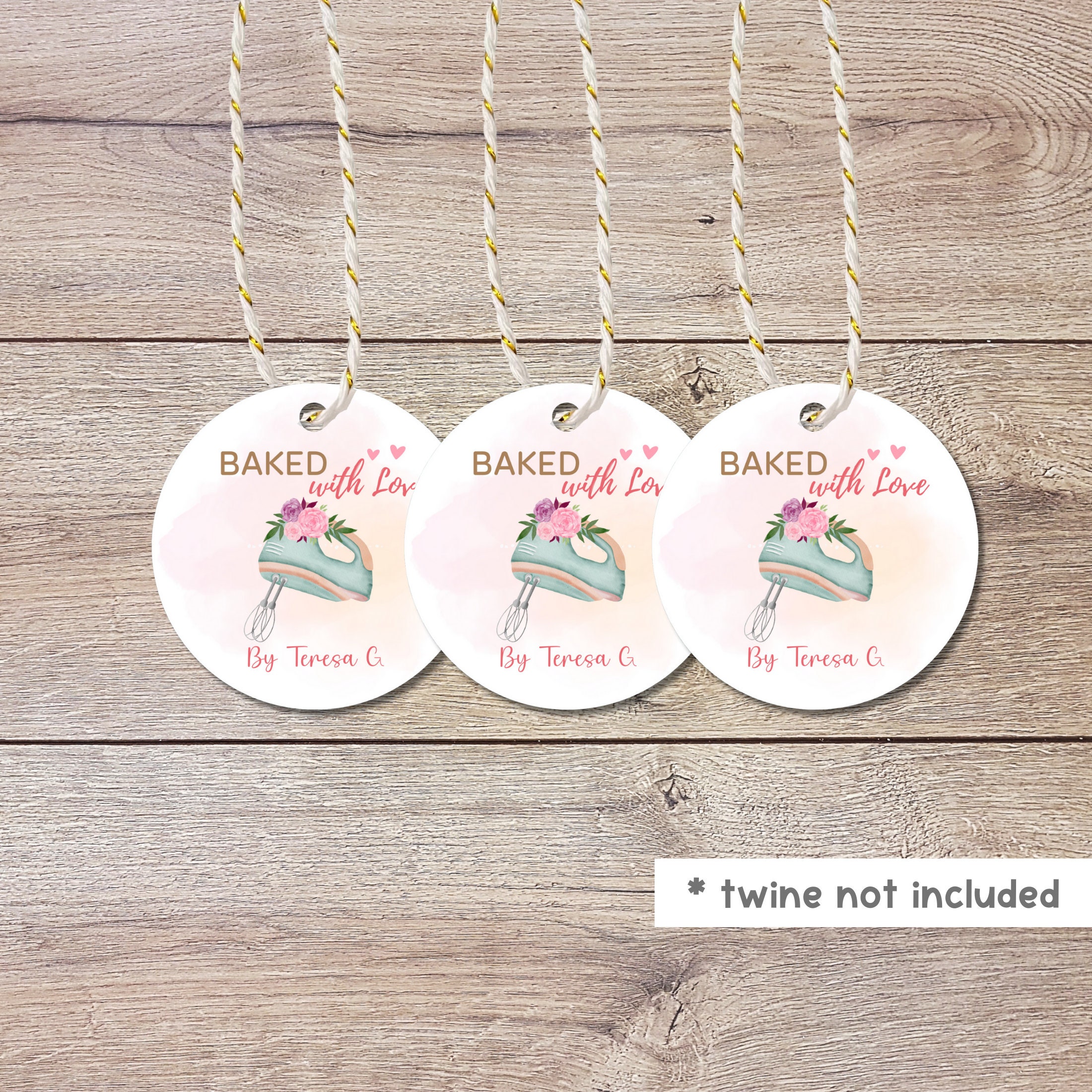 Personalized Baked With Love Gift Tags, Matte Finish, Customized Baked ...