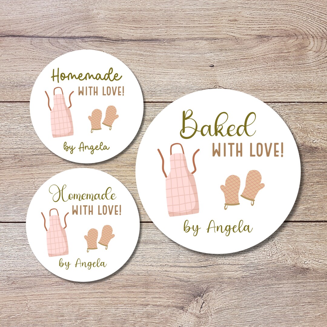 Personalized Homemade With Love Stickers, Customized Baked Goods Labels ...