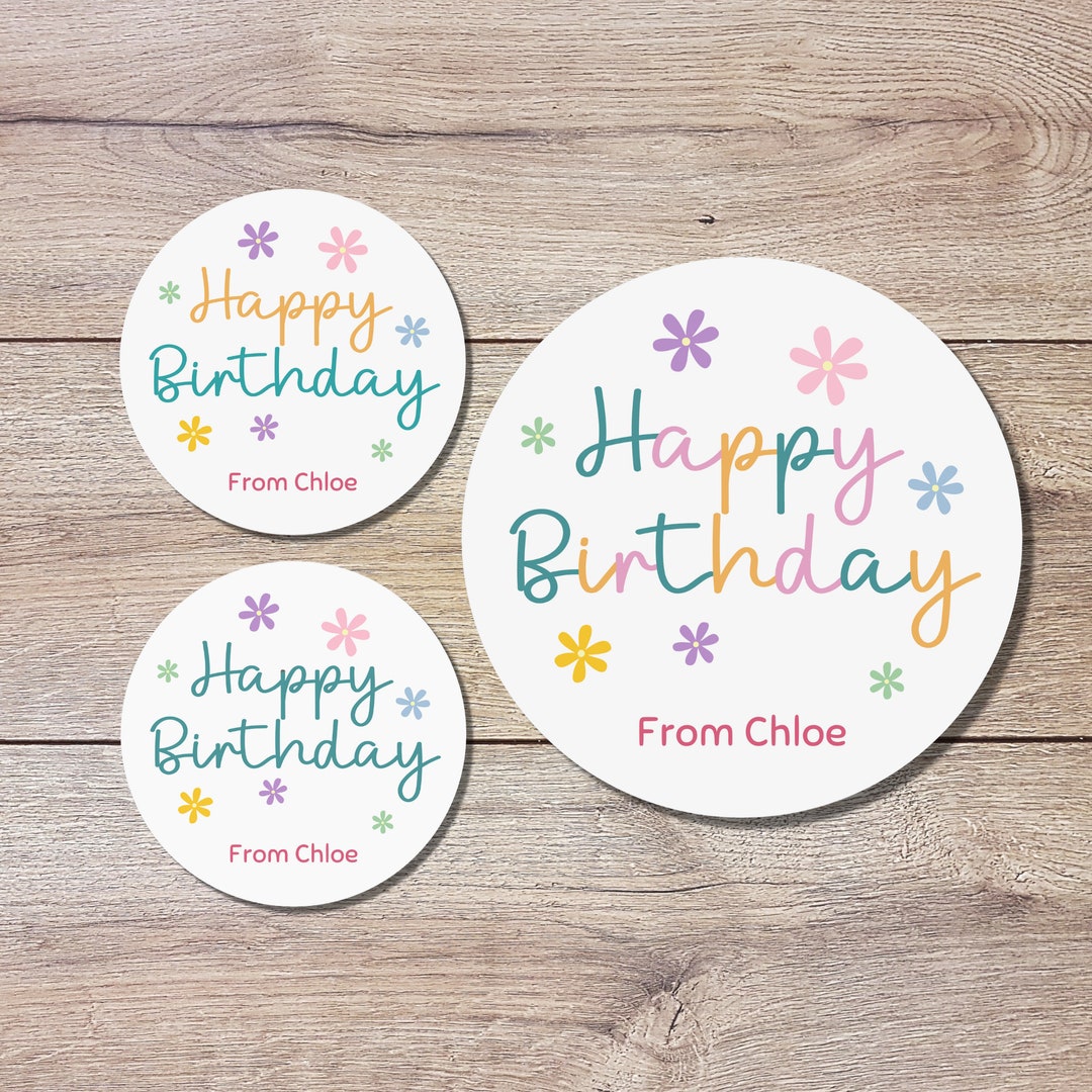 Personalized Happy Birthday Stickers, Goody Bag Stickers, Custom ...