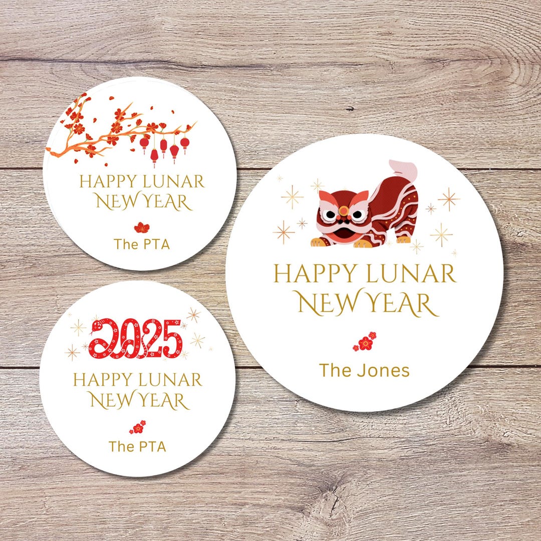 Personalized Happy Lunar New Year Stickers, Custom Chinese New Year ...