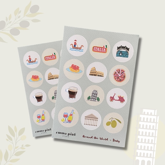 Italy Travel Sticker Sheet Around the World Vinyl or Paper - Etsy