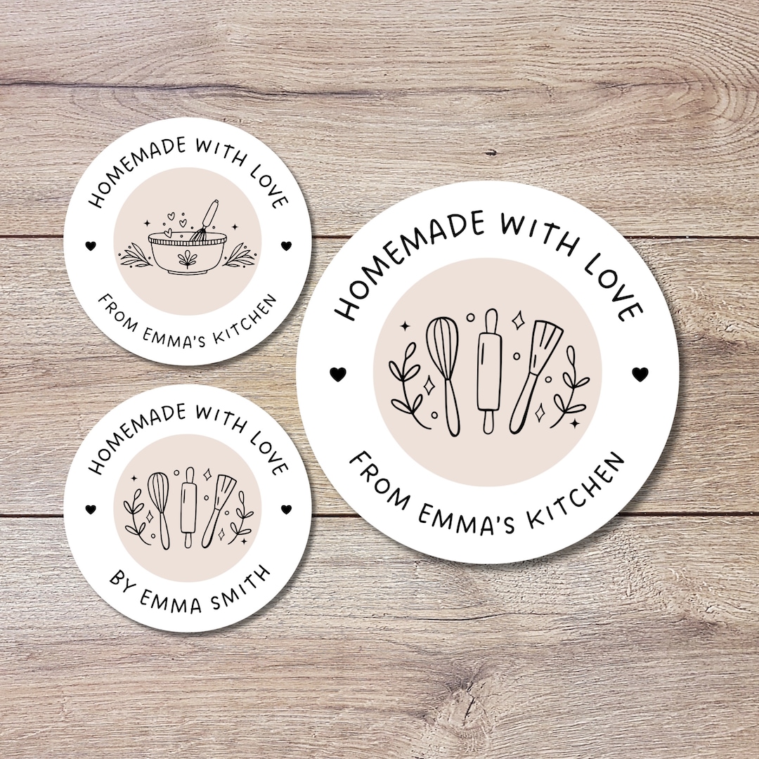 Personalized Homemade With Love Stickers, Customized Baked Goods Labels ...