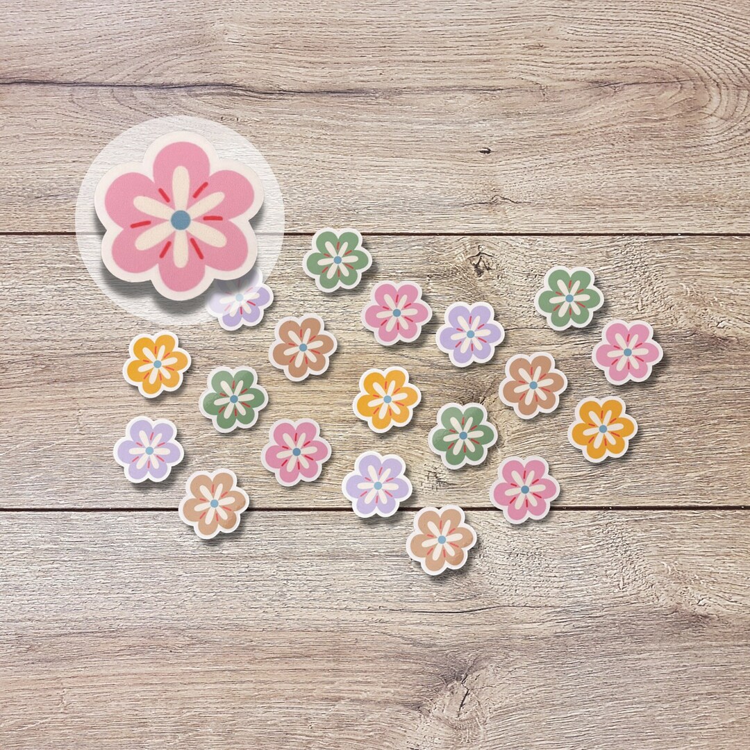 Mini Flower Vinyl Stickers | Set of 10 | Vinyl Flower Sticker Pack ...