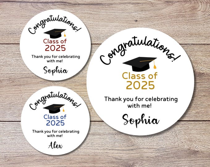 Personalized Graduation 2025 Stickers, Custom Class of 2025 Stickers ...