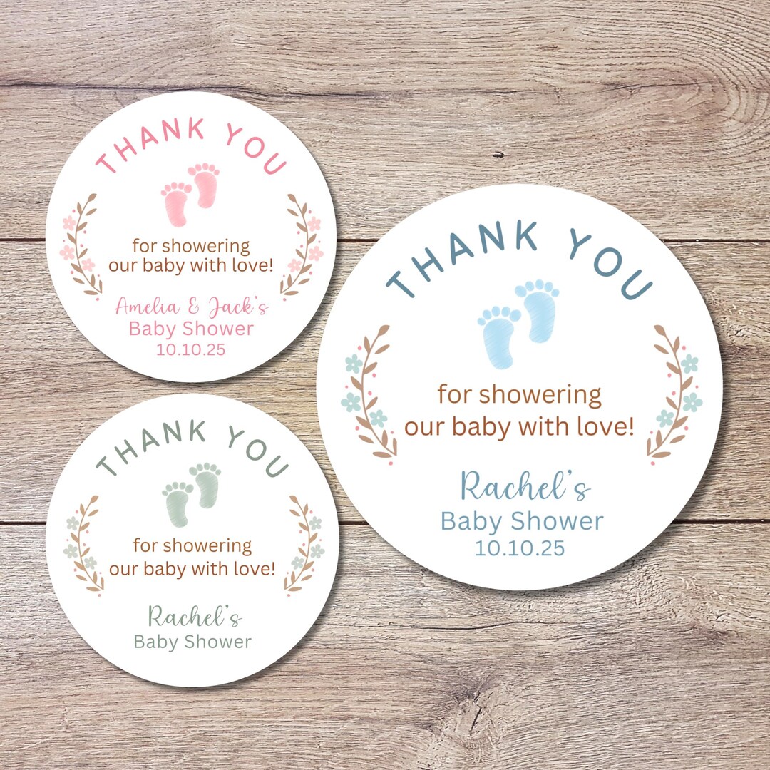 Personalized Baby Shower Stickers, Custom Thank You for Showering Our ...