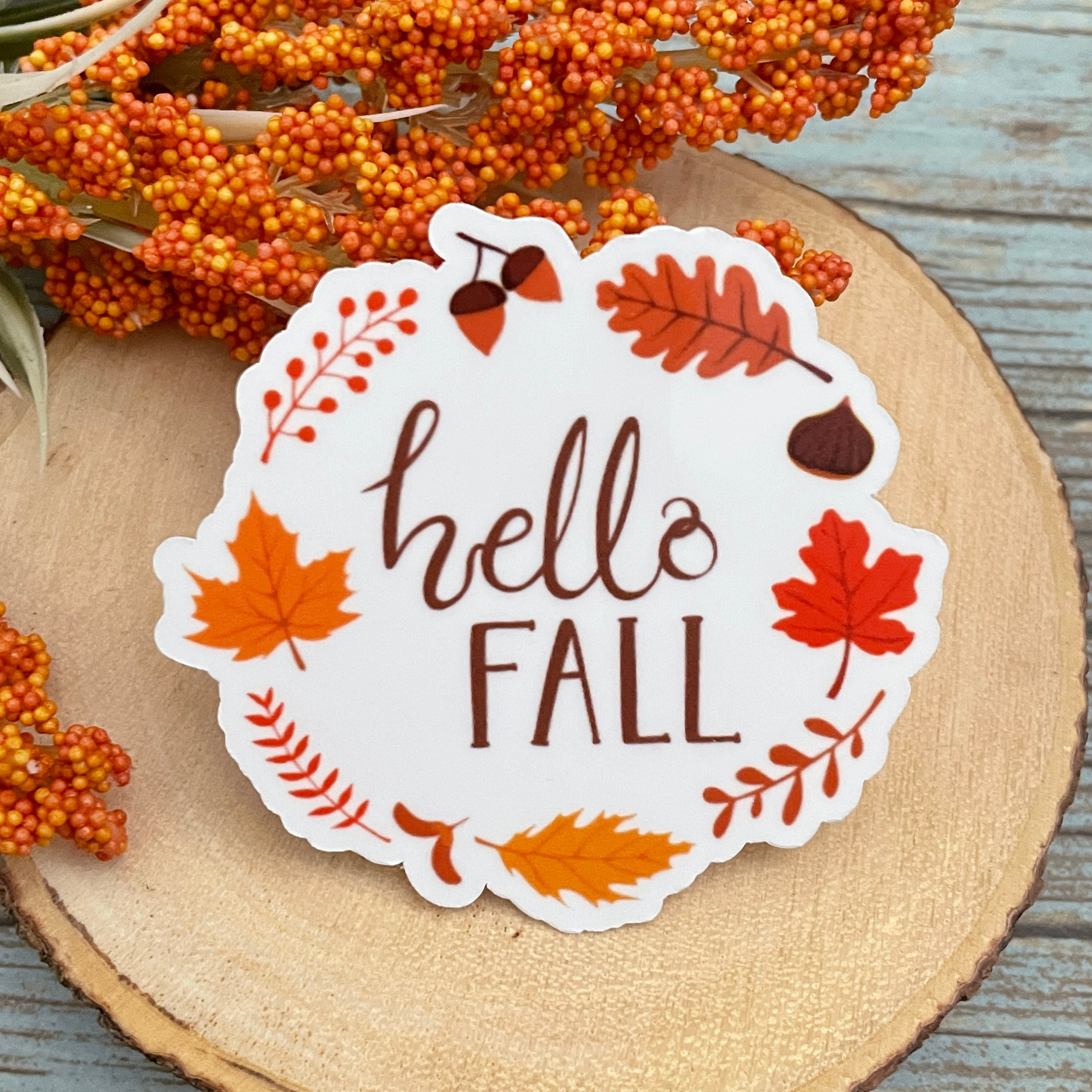 Hello Fall Vinyl Sticker | Glossy Finish | Fall Sticker | Autumn ...