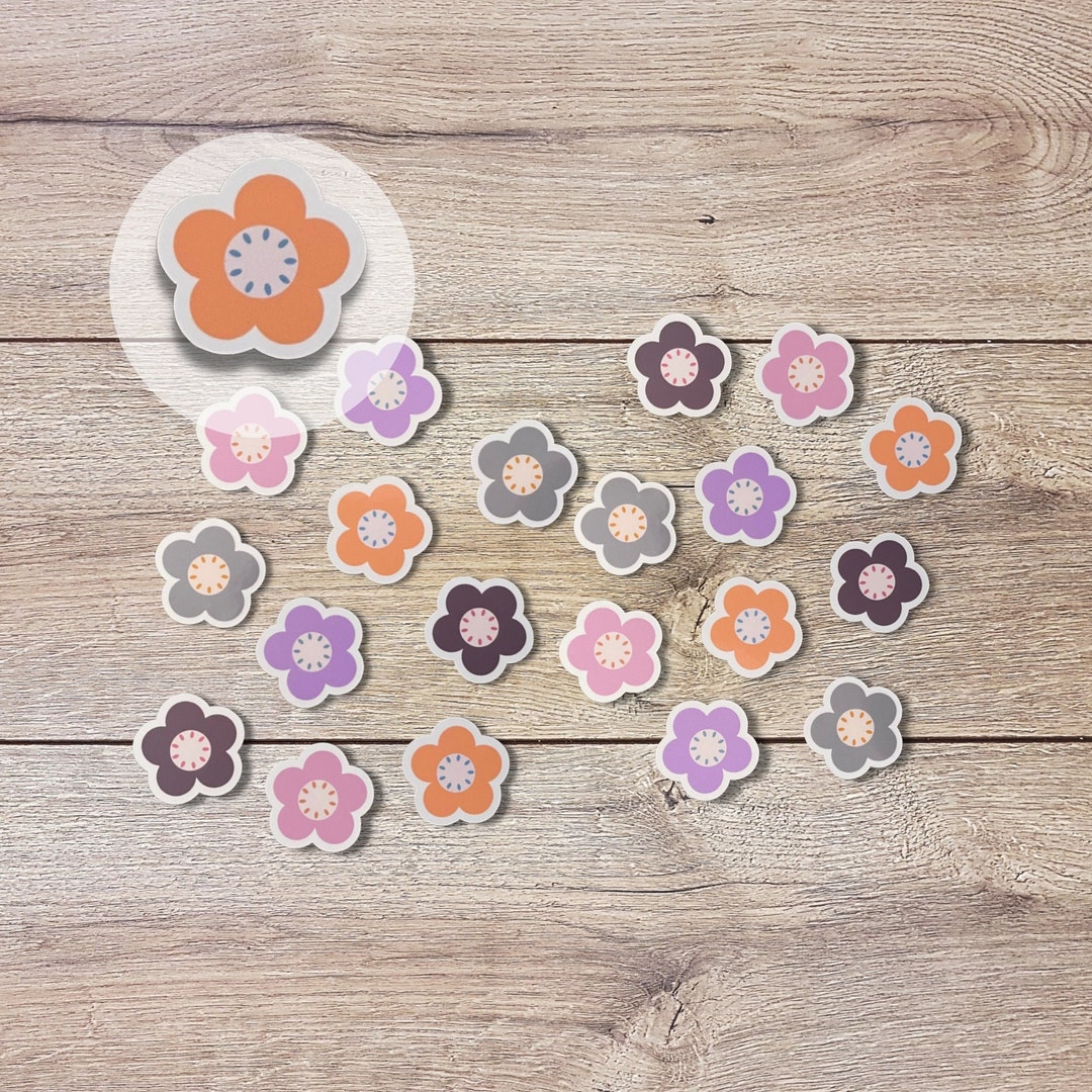 Mini Flower Stickers | Set of 10 Vinyl Stickers | Glossy Finish ...