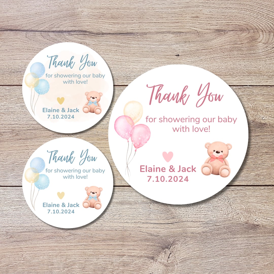 Personalized Baby Shower Stickers, Custom Thank You for Showering Our ...