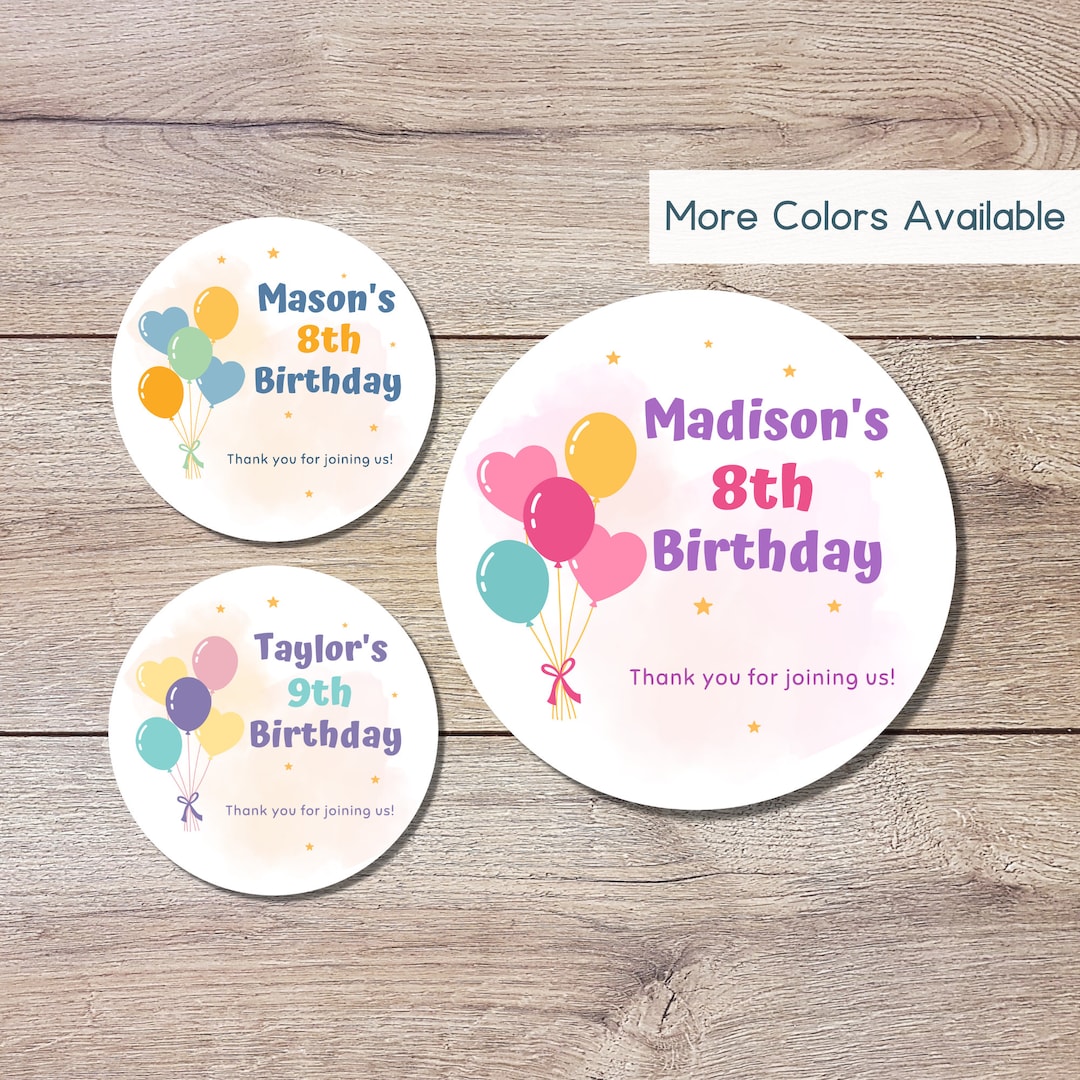 Personalized Happy Birthday Stickers, Custom Birthday Goody Bag ...