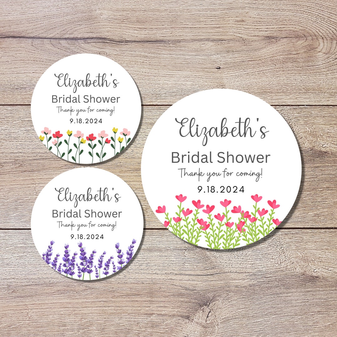 Personalized Bridal Shower Stickers, Custom Thank You Labels, Floral ...