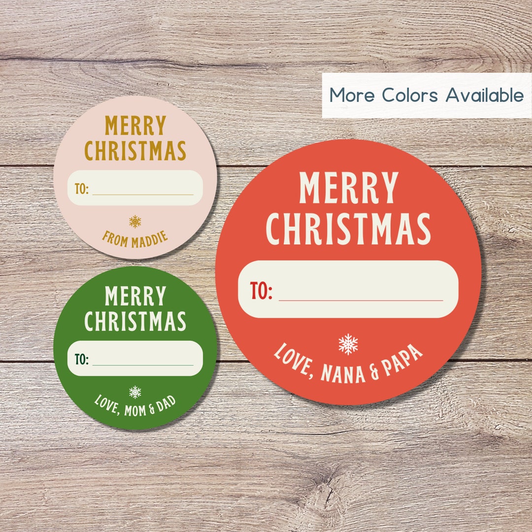 Merry Christmas to and From Stickers, Personalized Happy Holiday Label ...