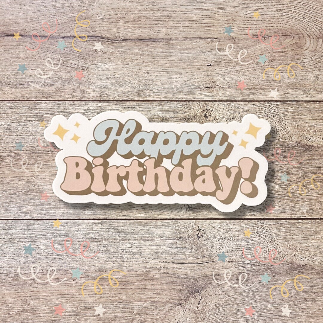 Happy Birthday Vinyl Sticker, Birthday Balloon Card Sticker, Die Cut ...