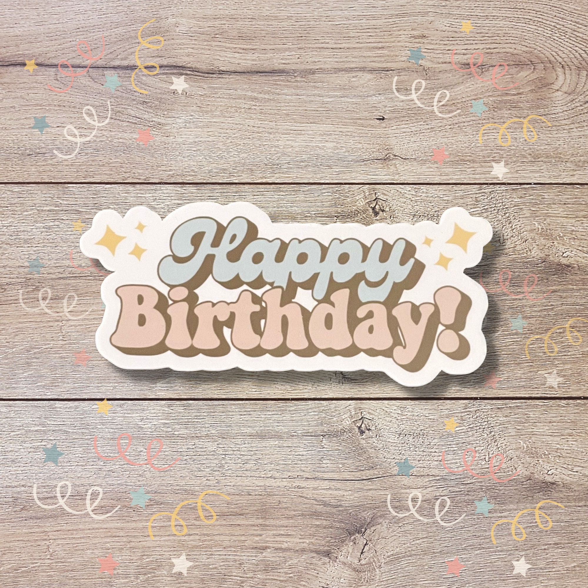 Happy Birthday Vinyl Sticker Birthday Balloon Card Sticker - Etsy